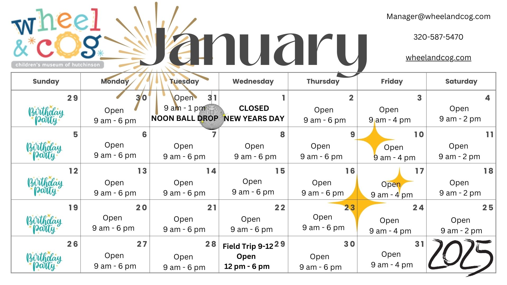 Upcoming Events & Hours - Wheel and Cog